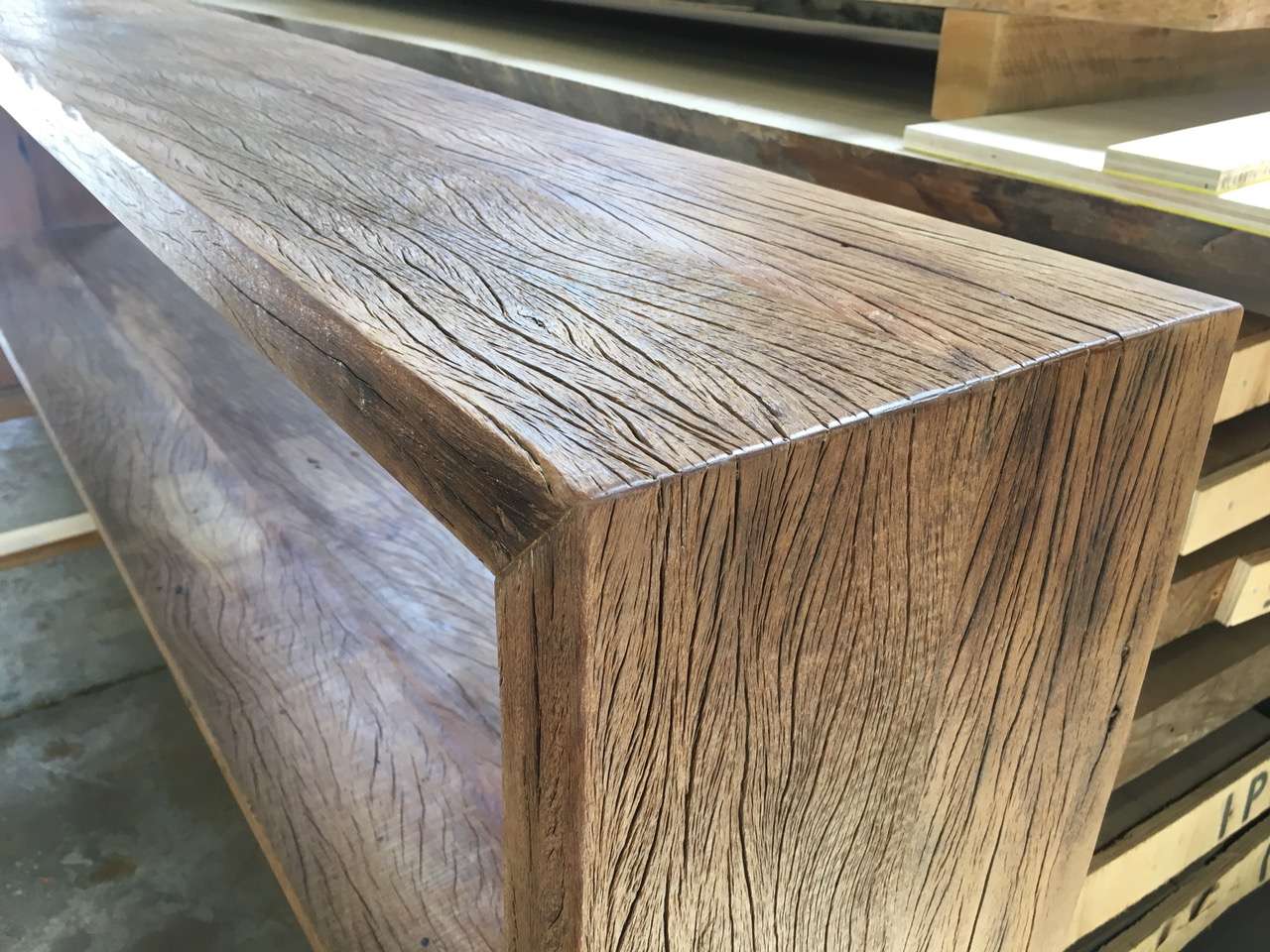 reclaimed PEROBA ROSA table with shelf – hardwoodsource